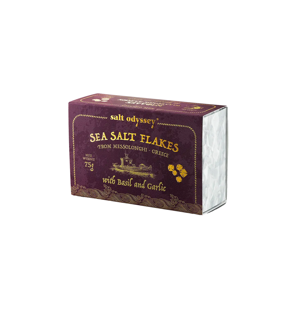 Sea Salt Flakes with Basil & Garlic 75g – Galanis Foods